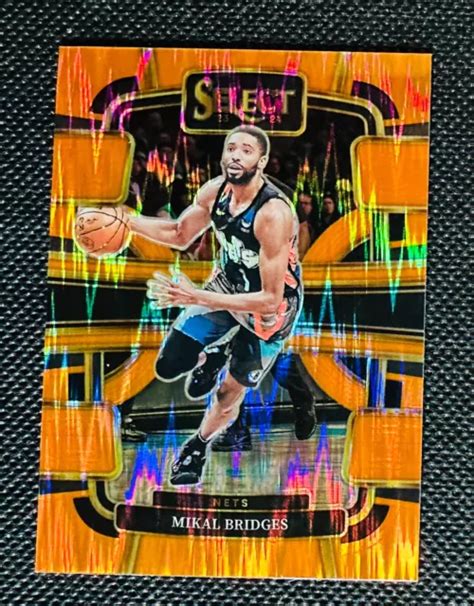 2023 24 Panini Select Basketball Mikal Bridges Orange Flash Prizm 34