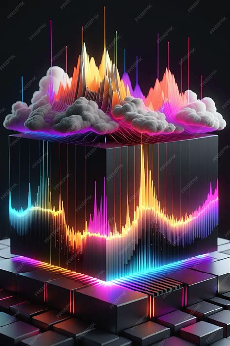Premium Photo | Colorful 3d cube and audio spectrum visualization vertical composition