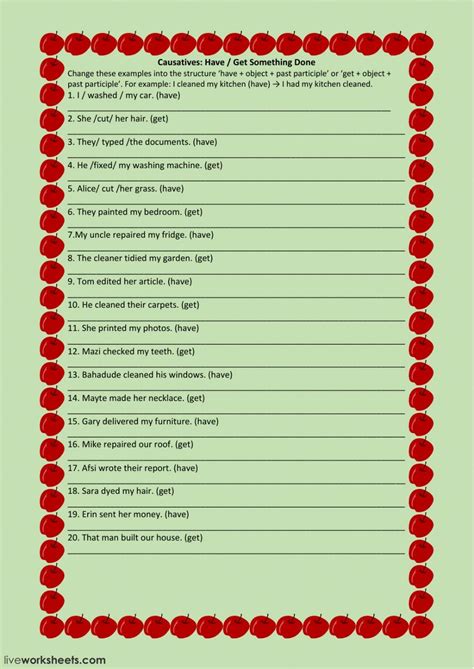 Causative To Get Have Something Done Interactive Worksheet English