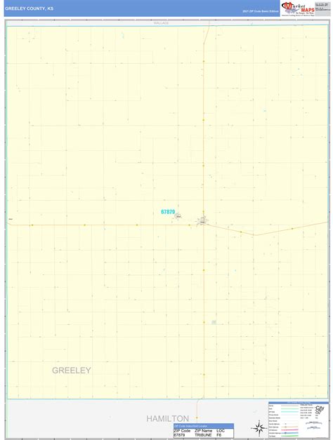 Greeley County Ks Zip Code Wall Map Basic Style By Marketmaps