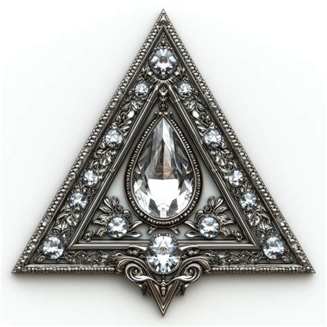 Ornate Triangular Frame With A Large Diamond Centerpiece Premium Ai
