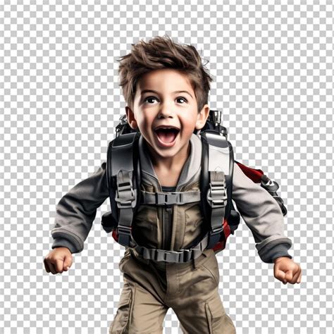 Premium Psd Young Business Girl With Jet Pack Imagines Flying