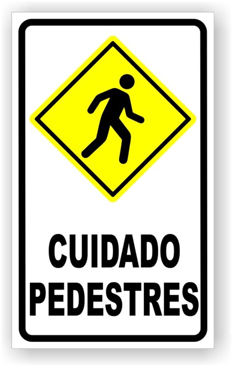 Placa de Sinalização Cuidado Pedestres Alta Qualidade PVC
