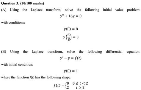 solved question 2 20 marks a using the laplace transform solve
