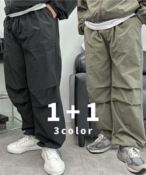 [당일출고][1 1] 파라슈트 팬츠 와이드 나일론 통큰 바지 벌룬팬츠 스웻 에이블리