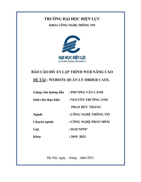 Báo Cáo đồ án Web Nâng Cao Tr ̄âng Đ¾i Hàc ĐiÞn LĀc Khoa CÔng NghÞ
