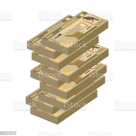 스리랑카 루피 벡터 일러스트 레이 션입니다 스리랑카 머니 세트 번들 지폐 지폐 5000 Rs 플랫 스타일 흰색 배경에 격리