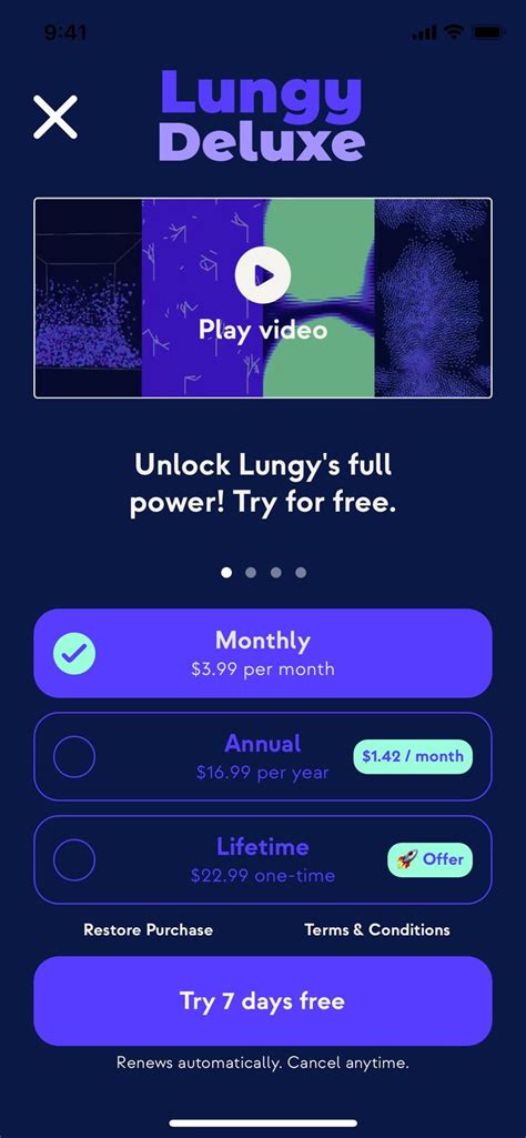 paywall and subscription ui from lungy ios app in 2024 mobile app