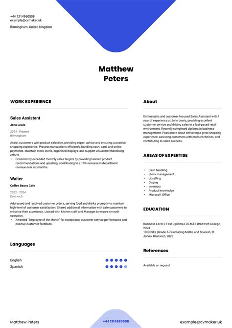 Sales Assistant Cv Example Get Hired Faster