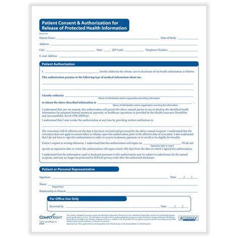 Complyright Hipaa Patient Consent And Authorization For Release Of Phi