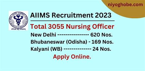 AIIMS Recruitment 2023 3055 Nursing Officers In New Delhi Kalyani