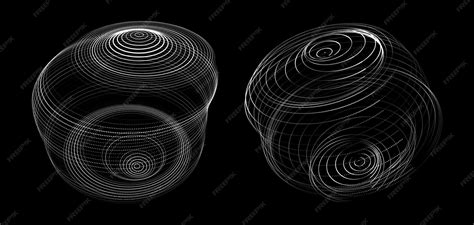 Premium Vector Set Of Abstract Spheres From Points On A Black Background Network Connection