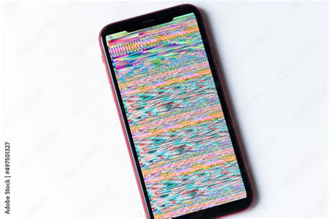 Smartphone Mobile Phone Closeup Glitches Distorted Corrupted Image