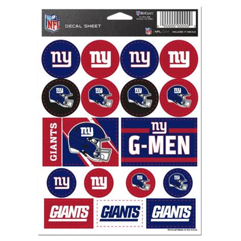 New York Giants 5x7 Sticker Sheet At Sticker Shoppe