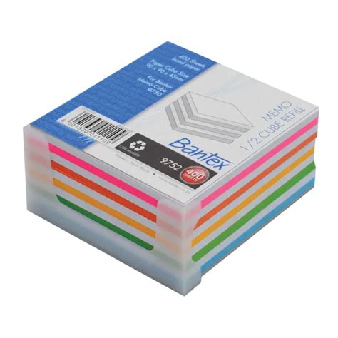 Bantex Half Memo Cube Refill 400 Sheets Rainbow Assorted