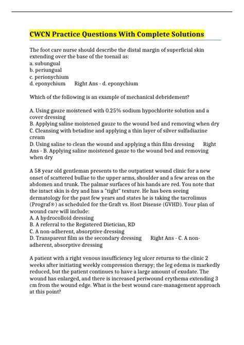 Cwcn Practice Questions With Complete Solutions Cwcn Stuvia Us