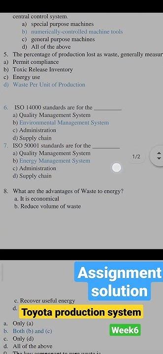 Toyota Production Systemweek6 Assignment Solution Nptel Swayam