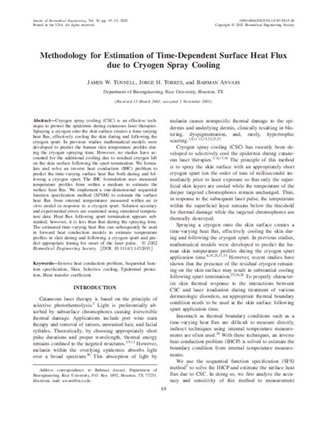 Pdf Methodology For Estimation Of Time Dependent Surface Heat Flux Due To Cryogen Spray Cooling