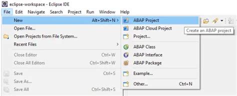 Working With Eclipse 1 Open Abap Perspective And Create A Project Discovering Abap