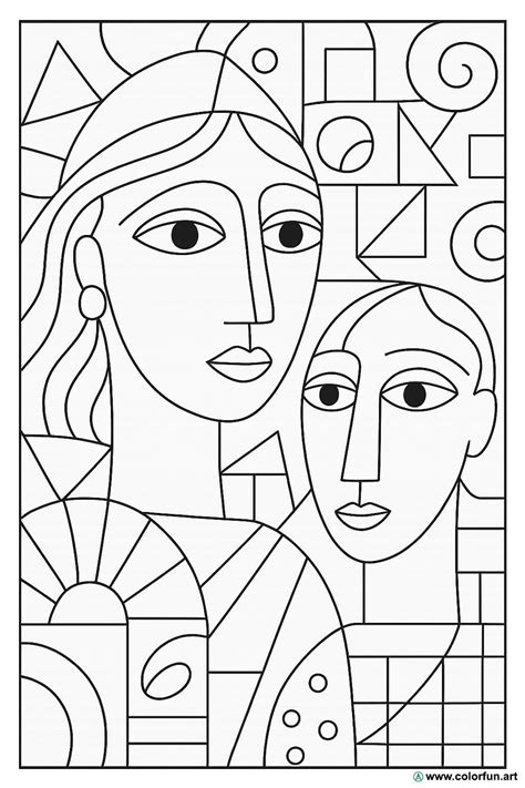 Coloring Page Inspired By Pablo Picasso And Cubism Download Or Print