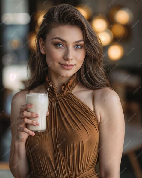 Premium Photo A Woman Holding A Glass Of Milk