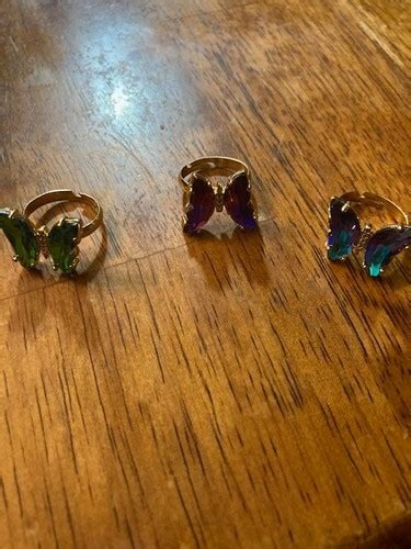 Far Fetched Gems Womens Butterfly Ring Copper And Glass Size 6