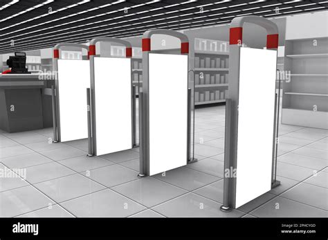 Anti Theft Alarm Detector At The Entrance Of The Shopping Center Or