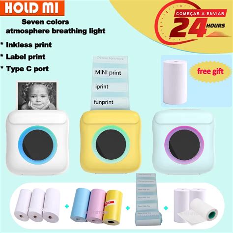 신제품 미니 휴대용 열전사 프린터 57mm 스티커 무선 잉크 없음 1200mah 배터리 미니 포켓 자체 접착 라벨 프린터