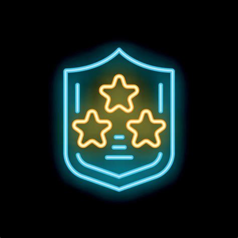 Neon Shield Protecting Three Glowing Stars On Black Background 52852942