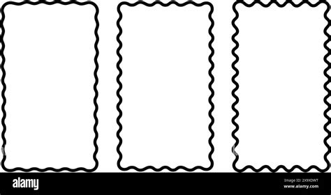 Set Of Vertical Rectangle Frames With Wiggly Edges Rectangular Shapes With Scalloped Borders