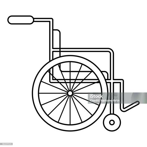 휠체어 라인 아트 건강 관리 테마와 라인 아트 벡터 스타일이 있는 벡터 일러스트레이션입니다 편집 가능한 벡터 요소 건강관리와 의술에 대한 스톡 벡터 아트 및 기타 이미지