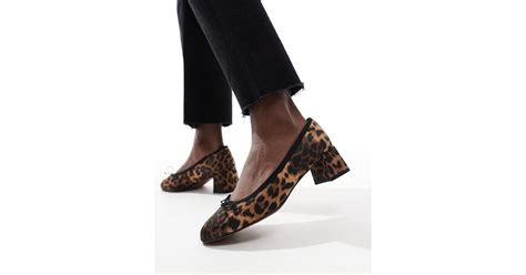 Asos Wide Fit Shelley Bow Detail Mid Block Heeled Shoes In Black Lyst
