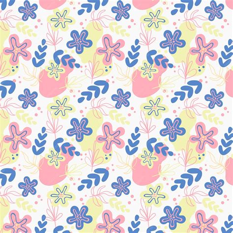 유기 편평한 추상 꽃 패턴 무료 벡터