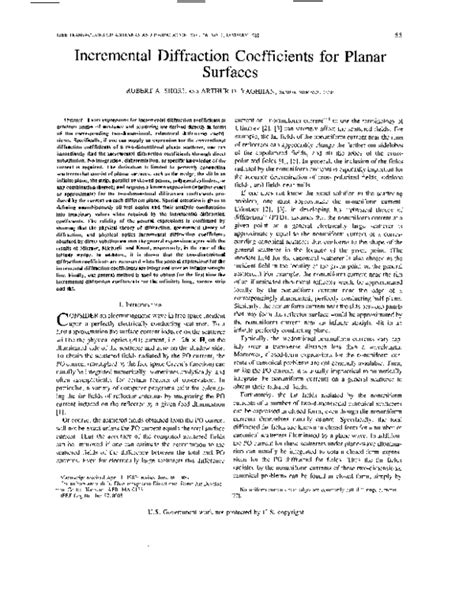 Pdf Incremental Diffraction Coefficients For Planar Surfaces
