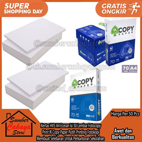 Jual Kertas HVS A Gram Gr Eceran Isi Lembar Lmbar Printing Fotokopi Fotocopy Print IK
