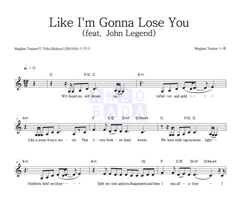 Meghan Trainor Like Im Gonna Lose You Feat John Legend 악보