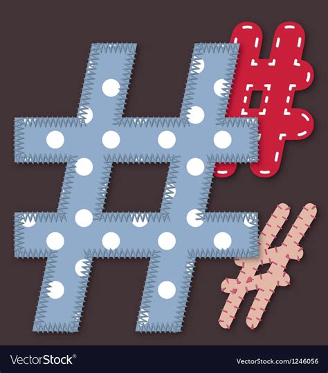 Set Of Stitched Font Hash Mark Royalty Free Vector Image