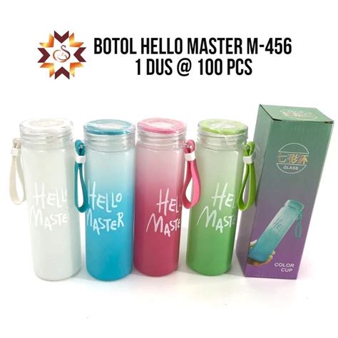 Jual BOTOL MINUM KACA HELLO MASTER FREE BOX BOTOL TERMOS AIR MINUM BELING GLASS BOTTLE