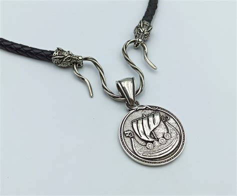 Vegvisir Rune Viking Ship Pendant Norse Necklace Jewelry Etsy