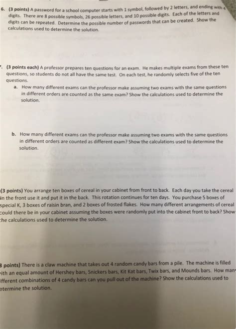 Solved 3 Points A Password For A School Computer Starts