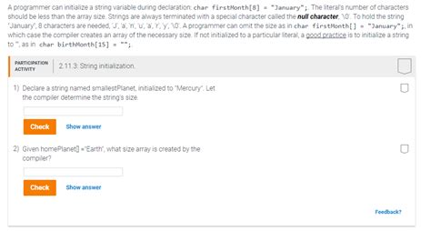 Solved A Programmer Can Initialize A String Variable During