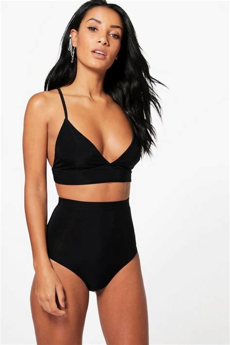 Sara Slinky Triangle Bralet And Hotpant Co Ord Boohoo