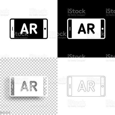 스마트폰에 Ar 증강 현실 디자인 아이콘입니다 빈 흰색 및 검은색 배경 선 아이콘 3차원 형태에 대한 스톡 벡터 아트 및 기타 이미지 3차원 형태 Brand Name