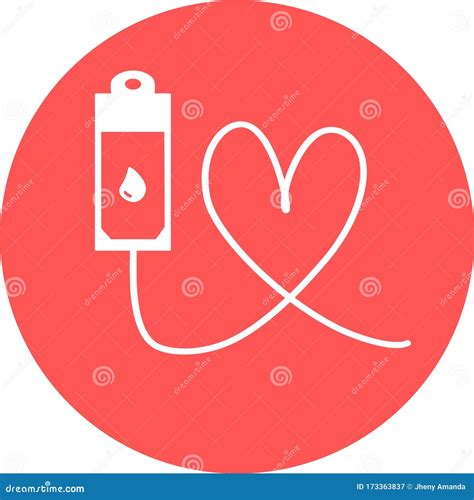 A Blood Donation Bag With Tube Shaped As A Heart Eps10 Vector Format