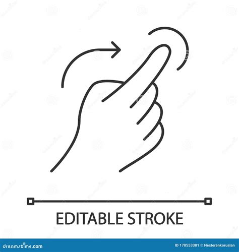 Flick Right Gesture Linear Icon Stock Vector Illustration Of Drag Hand 178553381