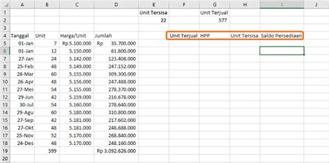 cara menghitung biaya persediaan fifo dan hpp dengan excel