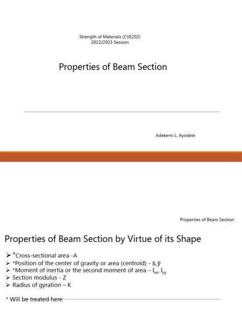 properties of beam sections 1 pdf beam structure center of mass