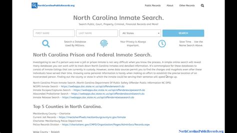 North Carolina Prison And Federal Inmate Search Youtube