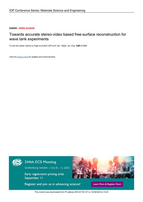 Pdf Towards Accurate Stereo Video Based Free Surface Reconstruction For Wave Tank Experiments