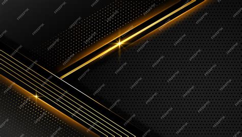 豪華で光沢のある金色のラインの黒い壁紙デザイン 無料のベクター